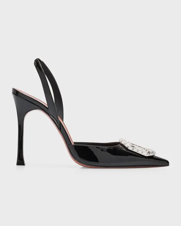 Amina Muaddi Camelia Ombre Patent Halter Pumps - Black
