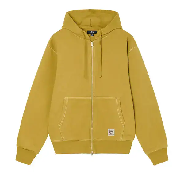 StÜssy Double Face Label Zip Hoodie - Gold | Editorialist