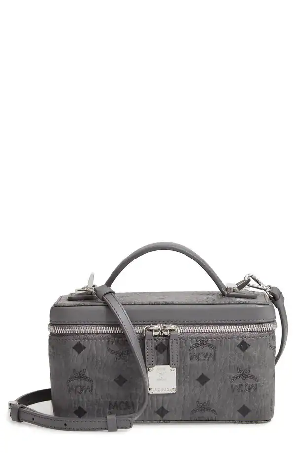 Mcm Visetos Coated Canvas Vanity Case Phantom Grey Editorialist