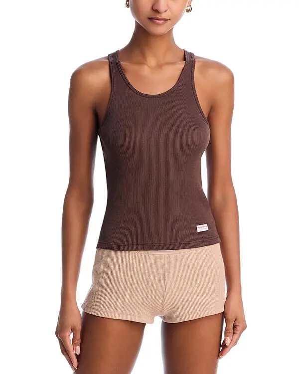 Alexander Wang Ribbed Racerback Tank Top - Chocolate