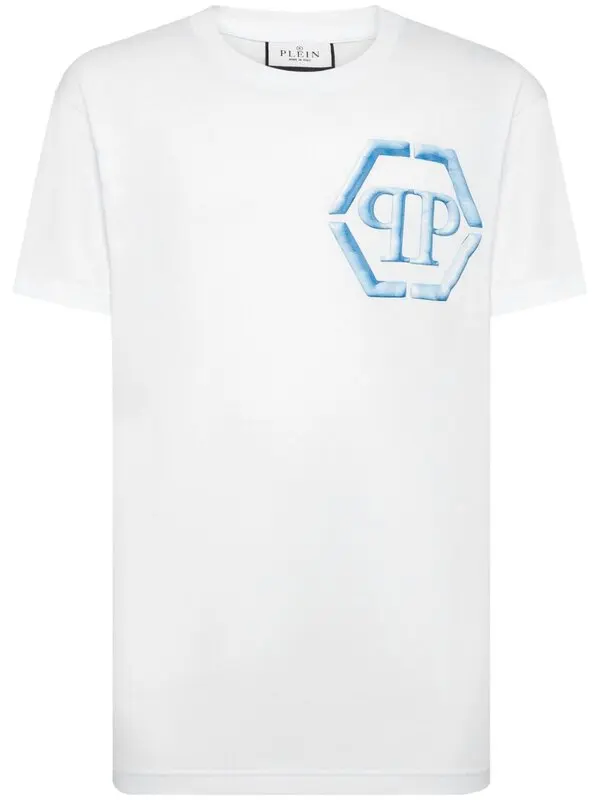 Philipp Plein Ss Hexagon-print Cotton T-shirt - White