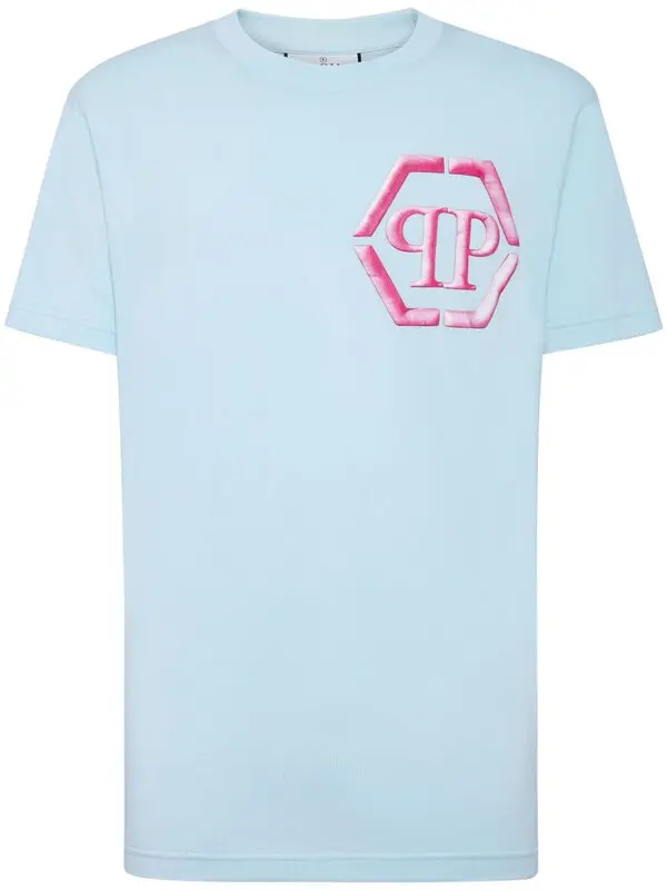 Philipp Plein Hexagon Logo-print Cotton T-shirt - Blue