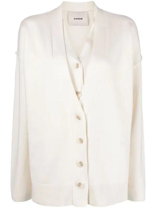AERON Veloute Double-Layer Cardigan Aeron Veloute Double-Layer Cardigan In White - 50% Off
