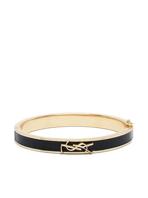 Saint Laurent Logo-plaque Leather Bangle