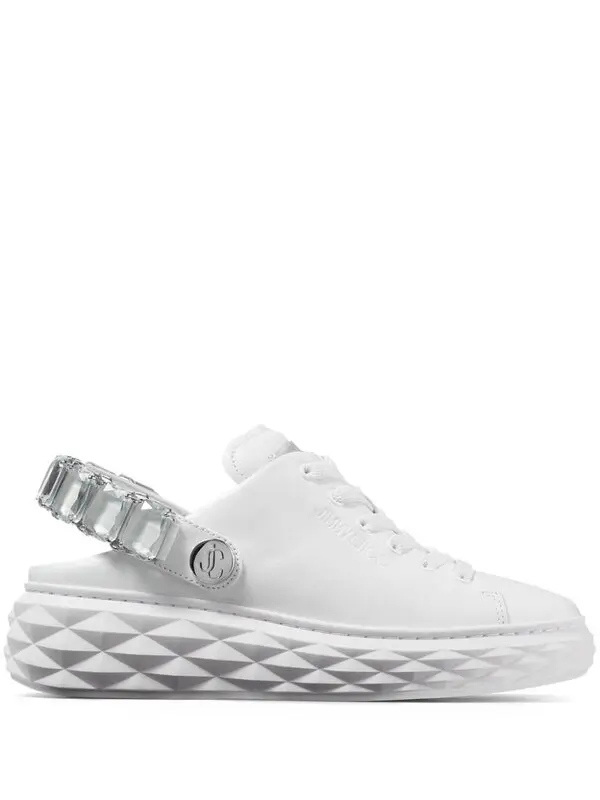 JIMMY CHOO Diamond Maxi Sling Slippers - White