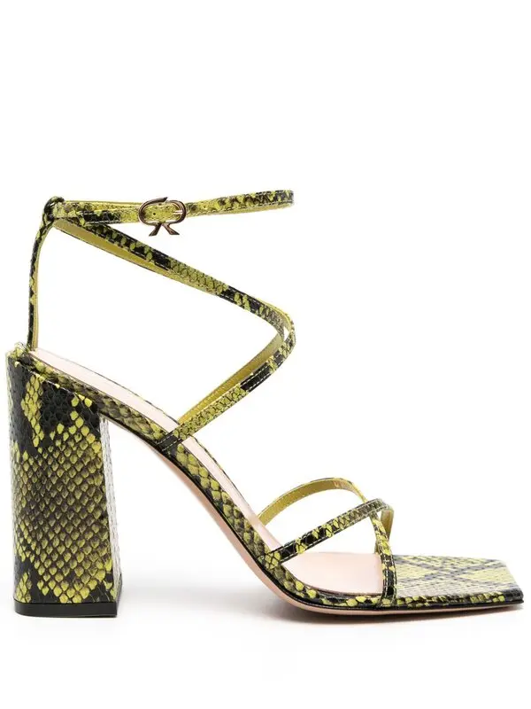 GIANVITO ROSSI 95mm Snake-effect Sandals - Green