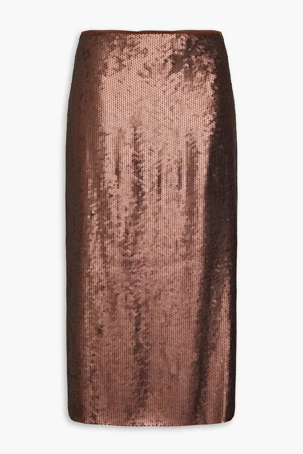 Brunello Cucinelli Sequined Crepe Midi Skirt