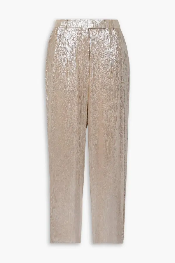 Partow Bacall Silk-blend Lamé Tapered Pants