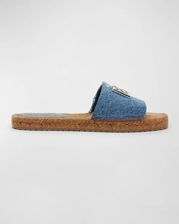 Dolce & Gabbana Dg Medallion Denim Espadrille Sandals - Blue