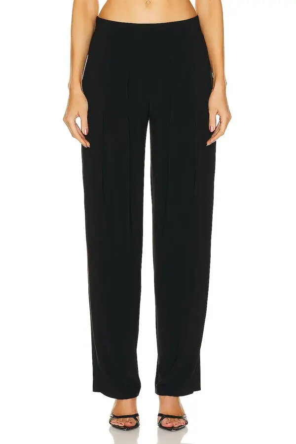 Norma Kamali Low Rise Pleated Trouser