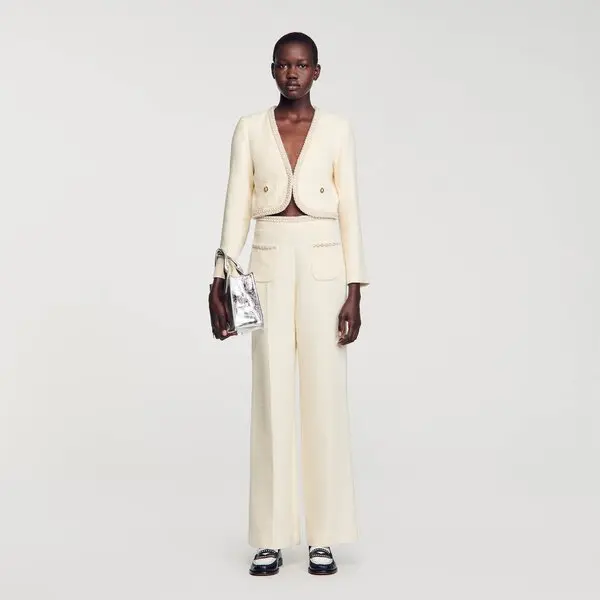 Sandro High-waisted Tweed Trousers