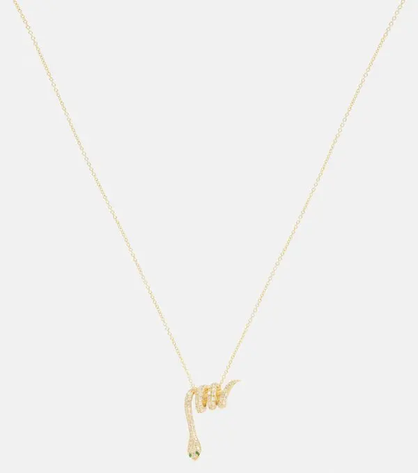Ileana Makri Convolute Snake 18kt Gemstone Necklace