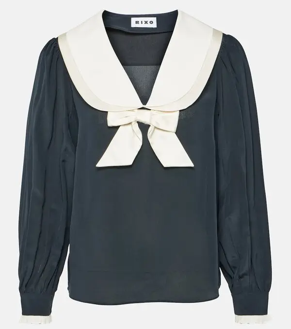 Rixo Eimer Silk Blouse - Blue