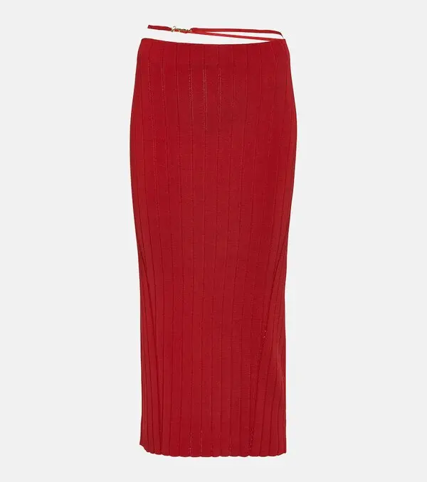 Jacquemus La Jupe Pralu Knitted Midi Skirt - Red