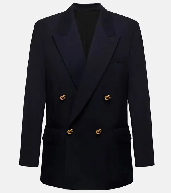 Bottega Veneta Double-breasted Wool Blazer - Blue
