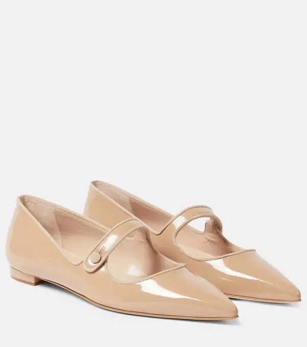Manolo Blahnik Campari Patent Leather Ballet Flats