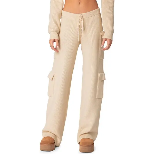 EDIKTED Wynter Cargo Sweater Pants - Cream