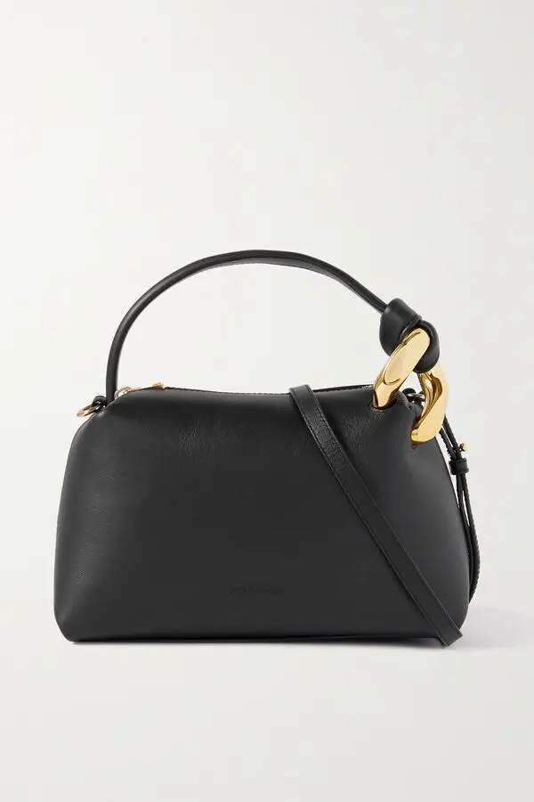 JW Anderson Jwa Corner Small Chain-embellished Leather Shoulder Bag - Black