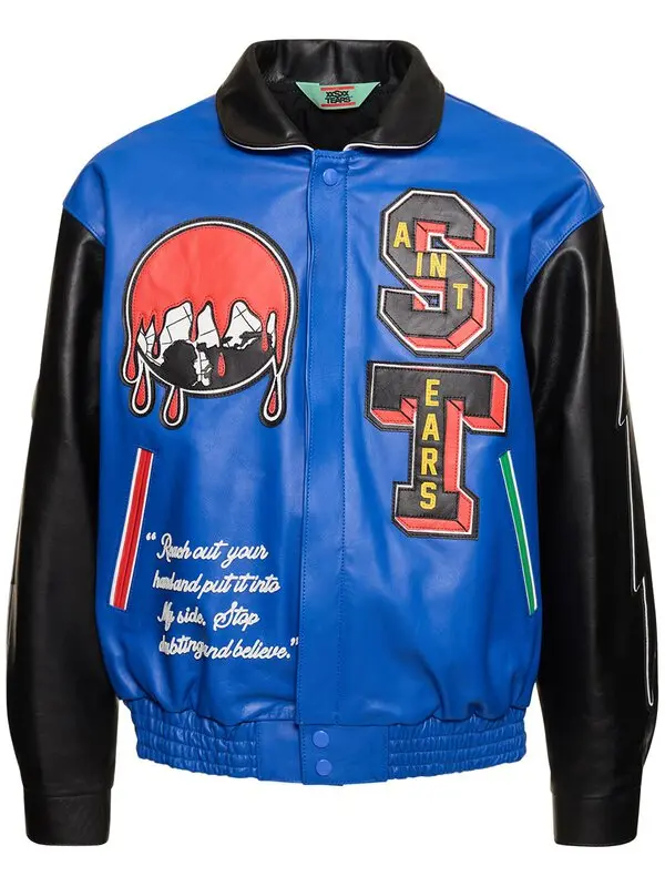 SAINT MICHAEL Denim Tears Varsity Jacket - Blue,black | Editorialist