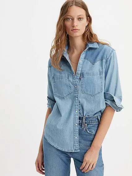 Buy LEVI'S Teodora Western Shirt Chambray - Off To The Ranch At 30% Off ...