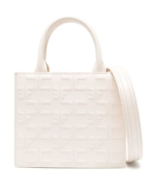 Elisabetta Franchi Small Monogram-embossed Tote Bag - White