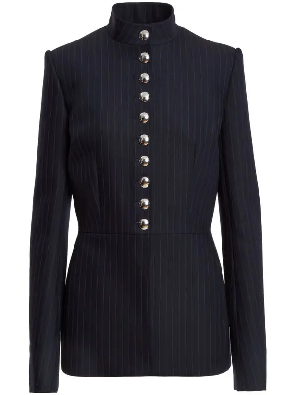 Khaite The Samuel Pinstriped Jacket - Blue