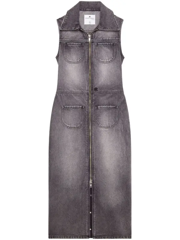 COURREGES Double-pockets Denim Midi Dress