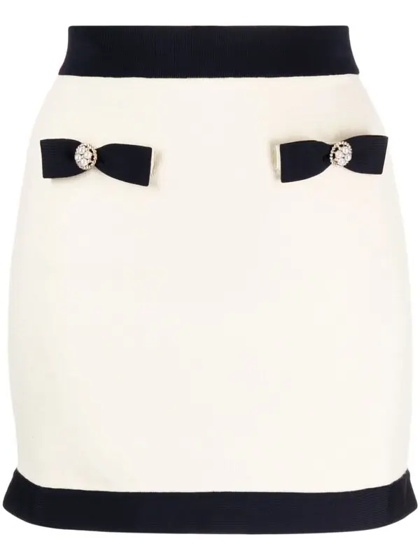 SELF-PORTRAIT Bow-detail Knitted Miniskirt