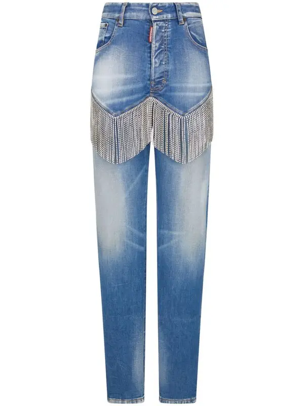 Dsquared2 Slim-cut Rhinestone-fringe Jeans