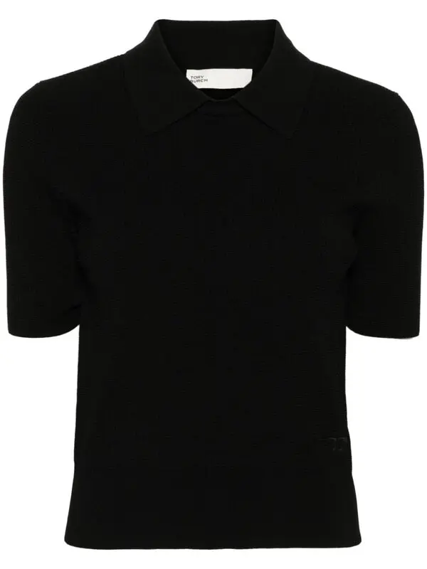 Tory Burch Knitted Polo Top - Black