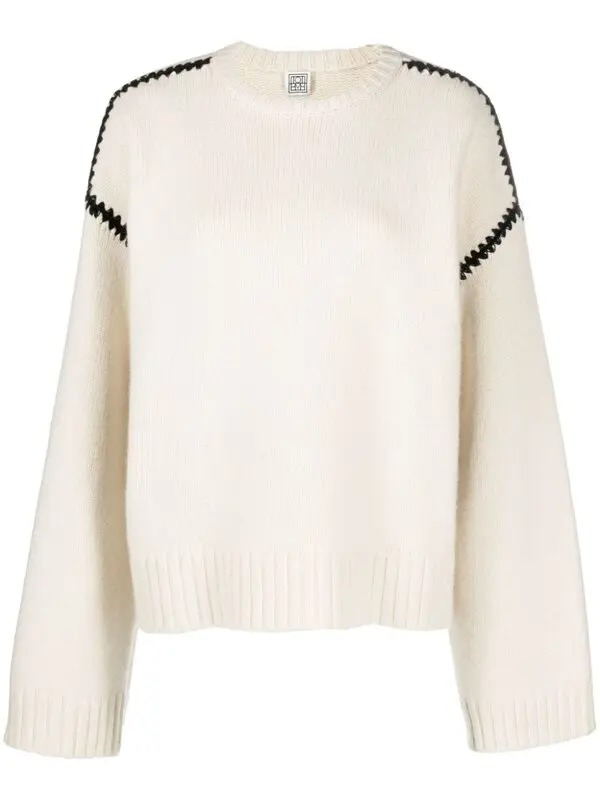 TOTÊME Embroidered Wool Jumper - White