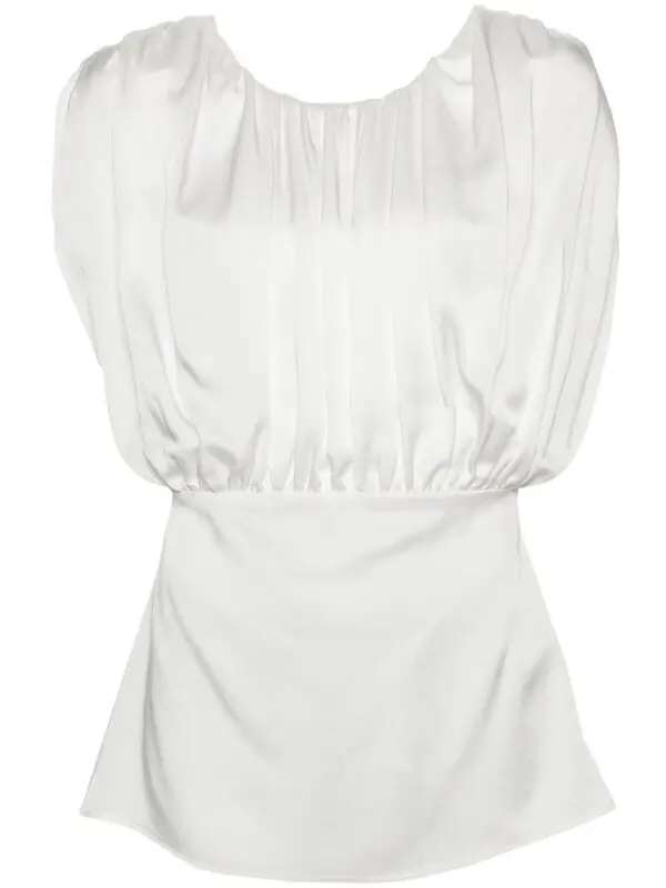 JIL SANDER Ruched Sleeveless Blouse - White