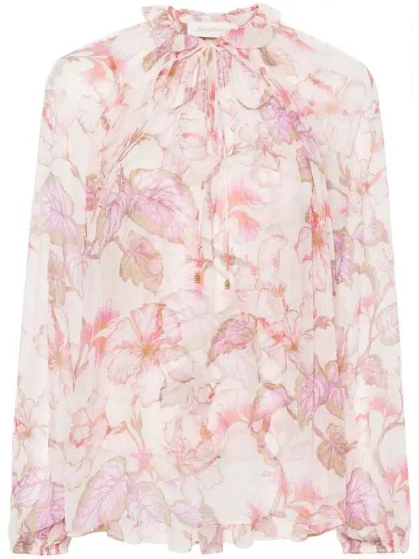 Zimmermann Matchmaker Billow Floral-print Blouse - Pink