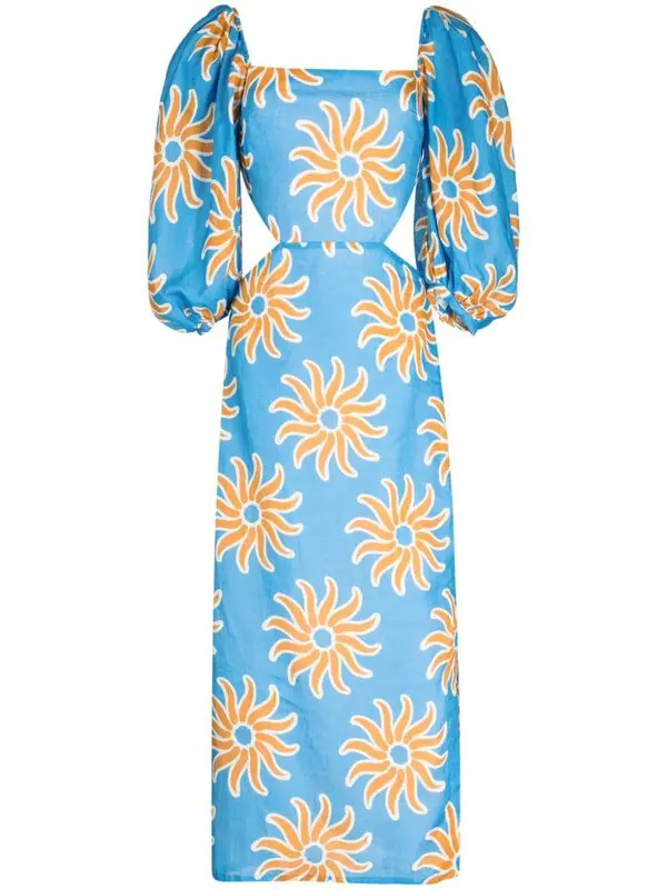 CALA DE LA CRUZ Timbiqui Graphic-print Linen Dress