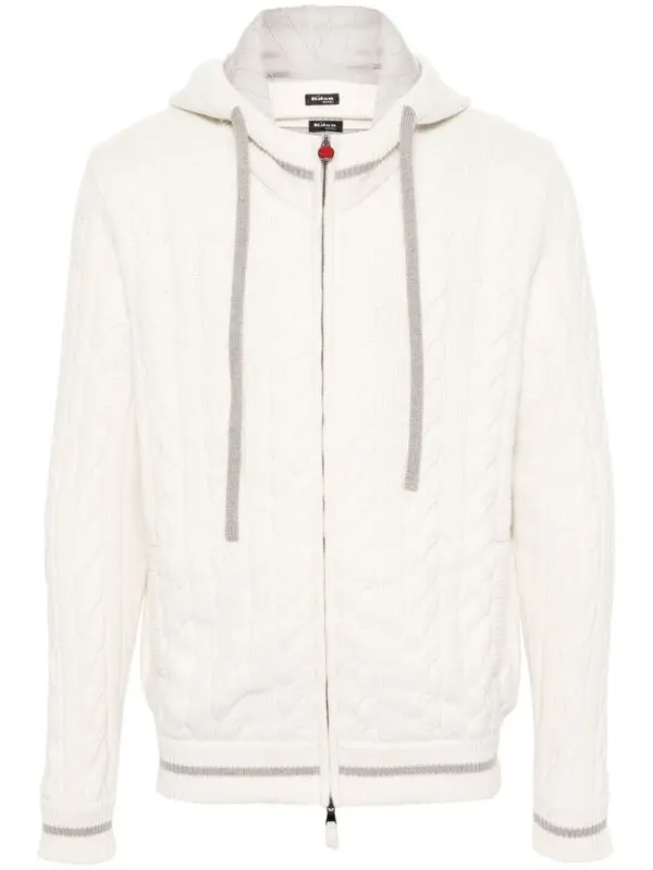 Kiton Cable-knit Cashmere Hooded Jacket - Neutrals