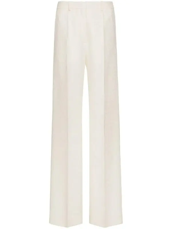 Valentino Garavani Toile Iconographe Jacquard Crepe Couture Trousers - White