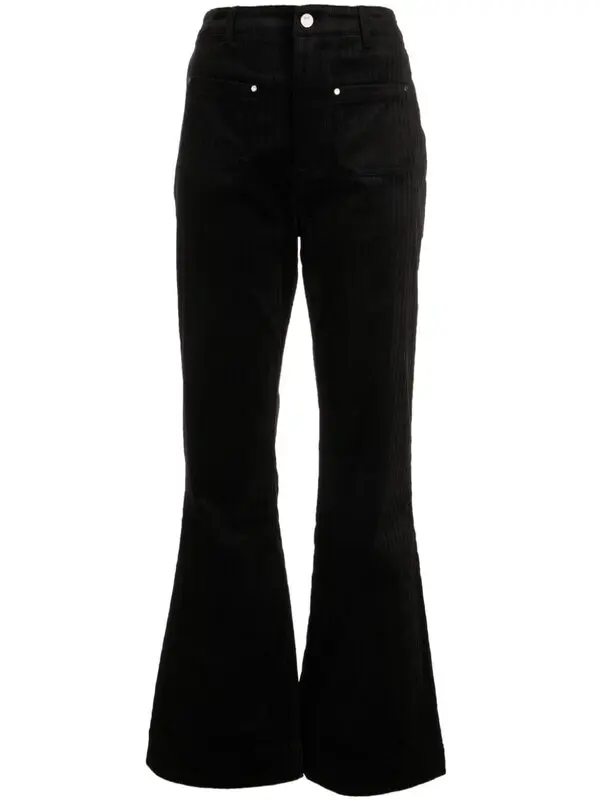 TOUT A COUP Flared Corduroy Trousers - Black