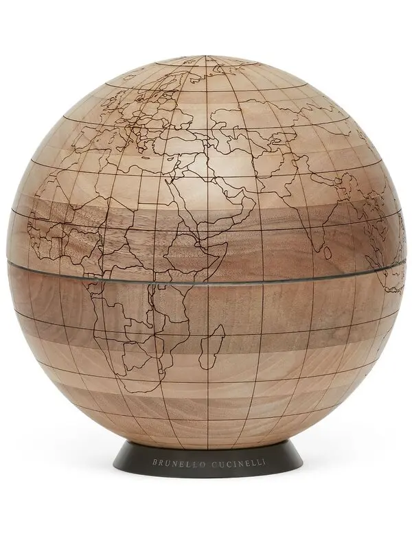 Brunello Cucinelli Engraved Wooden Globe