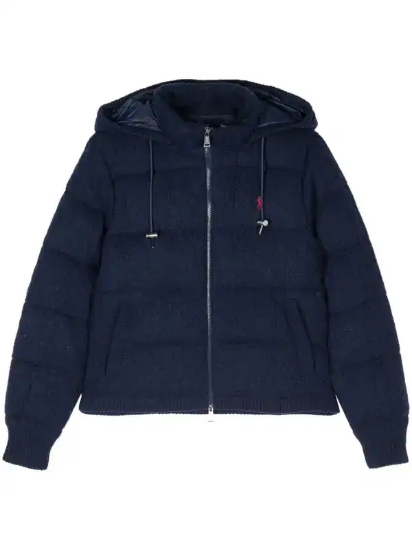 Ralph Lauren Cable knit Puffer Jacket Blue Editorialist
