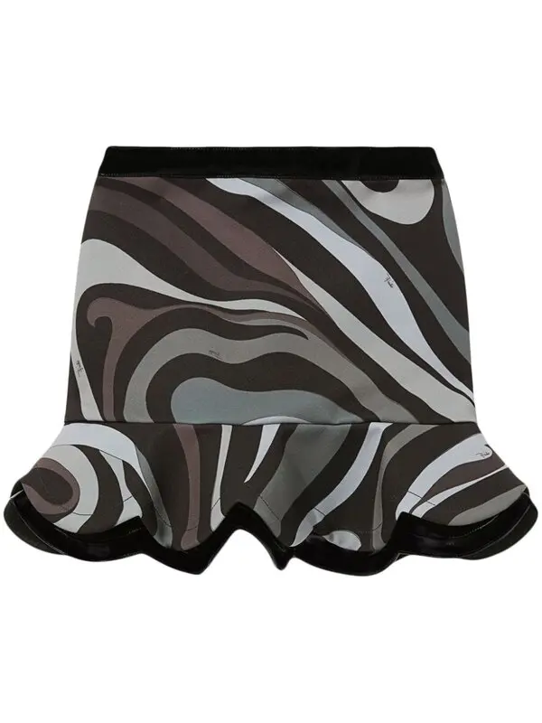 Emilio Pucci Marmo-print Peplum Mini Skirt