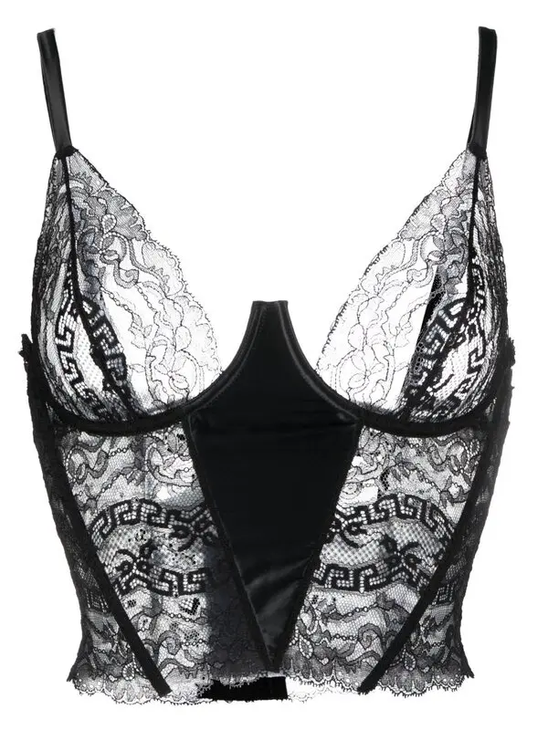 Versace Corset-style Lace Bra - Black | Editorialist