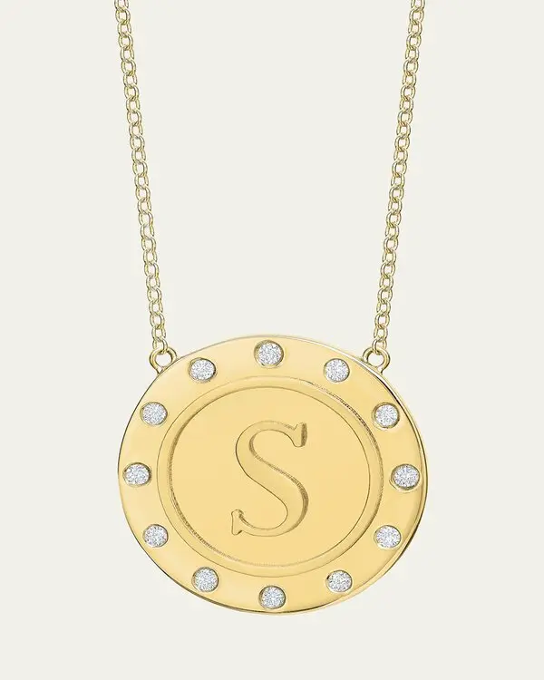 TRACEE NICHOLS 14k Gold Initial Token Diamond Necklace - S