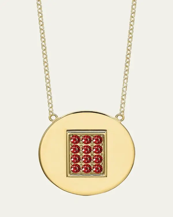 TRACEE NICHOLS 14k Gold Token Pendant Necklace - Garnet