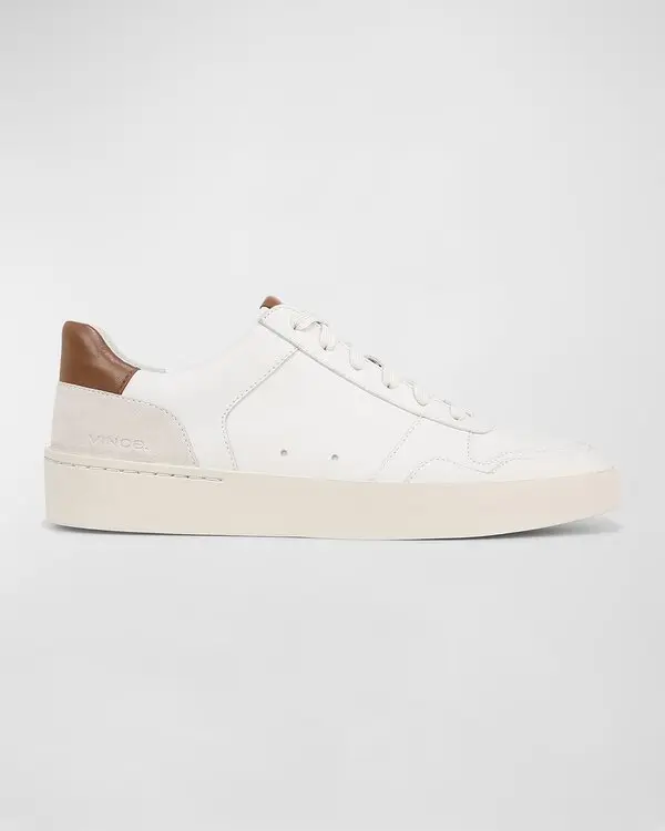 Vince Peyton Ii Leather Low-top Sneakers - Chalk White