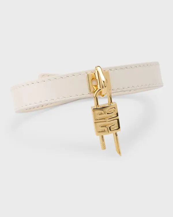 Givenchy Mini Golden Lock Leather Bracelet - Ivory