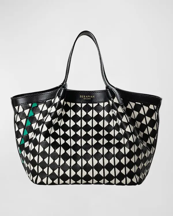 SERAPIAN Secret Mini Mosaic Tote Bag - Black Off White
