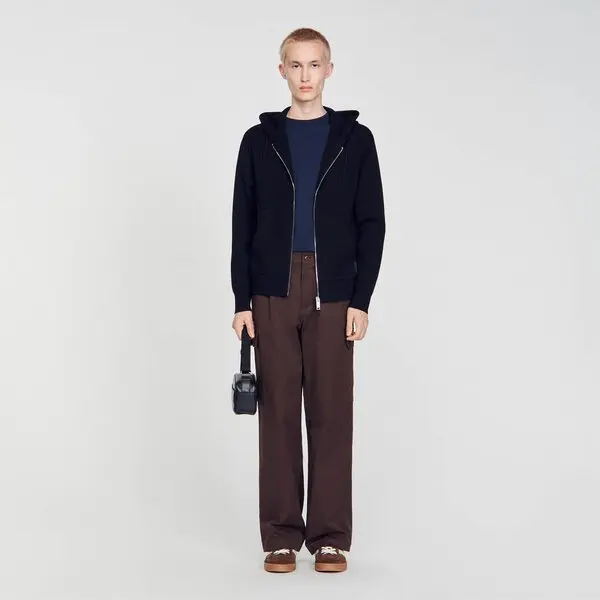 Sandro Zip Up Hoodie - Black
