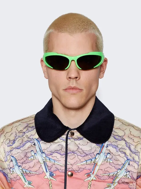 Balenciaga Reverse Xpander Rectangle Sunglasses - Green | Editorialist