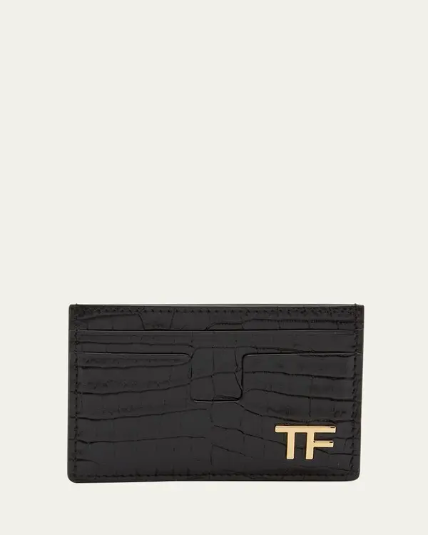TOM FORD T Line Alligator-print Card Holder