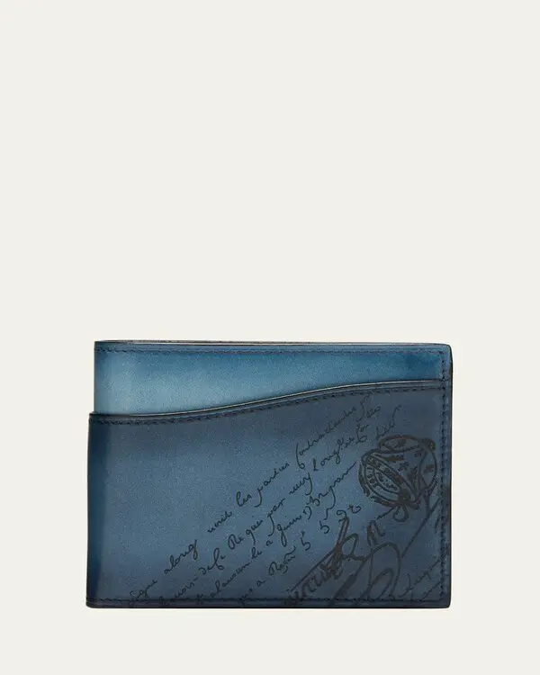 Berluti Makore Slim Scritto Leather Bifold Wallet - Iris